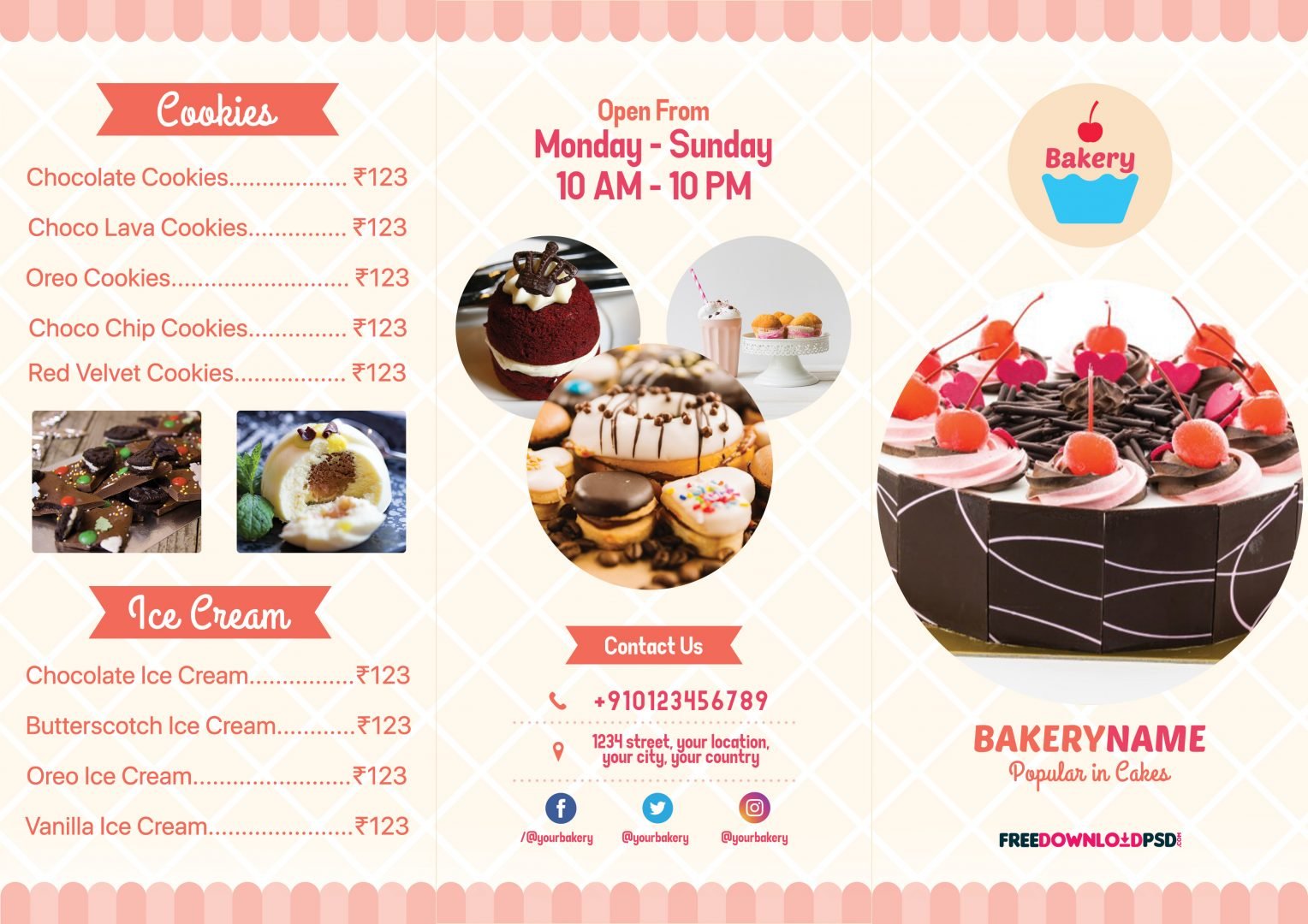Bakery Menu Card FreedownloadPSD