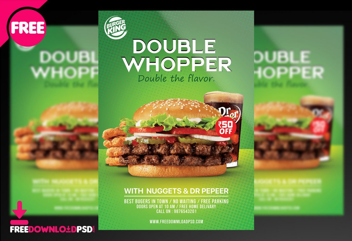 Double whooper burger party flyer | FreedownloadPSD.com