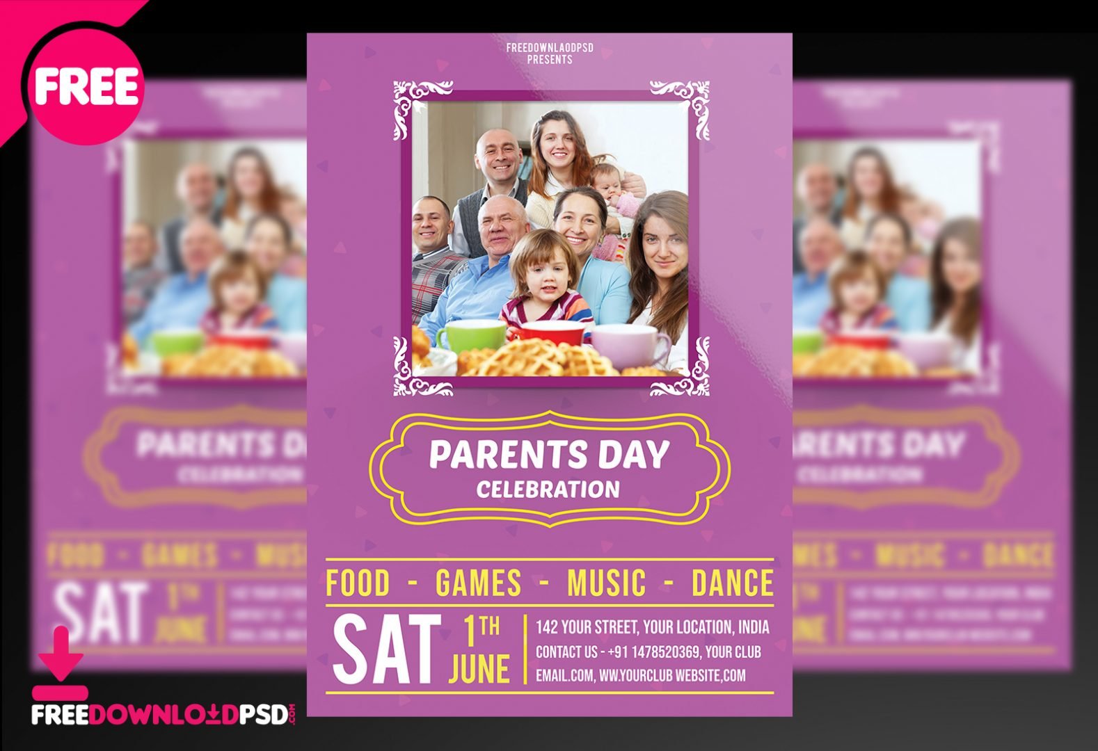 Parents day celebration flyer + Social media post | FreedownloadPSD.com
