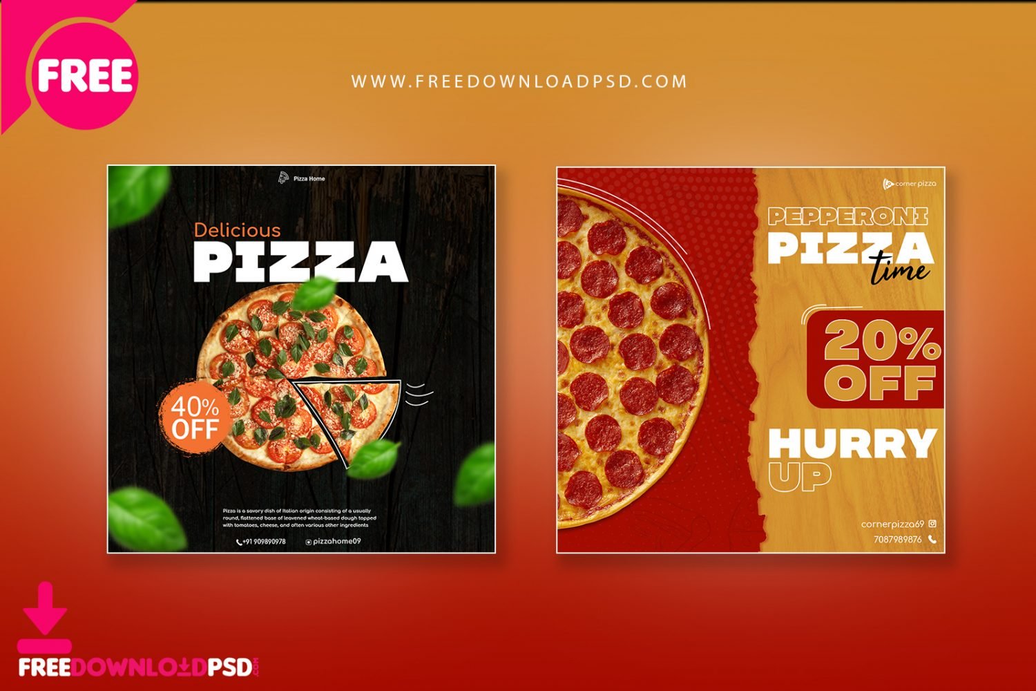 Pizza Social Media Free PSD Template | FreedownloadPSD.com