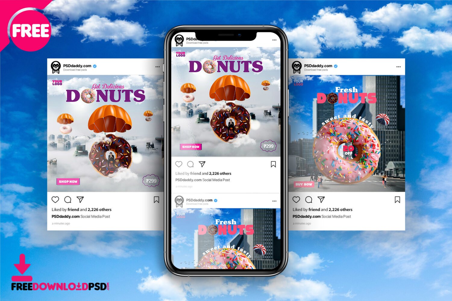 Donut social media psd post | FreedownloadPSD.com